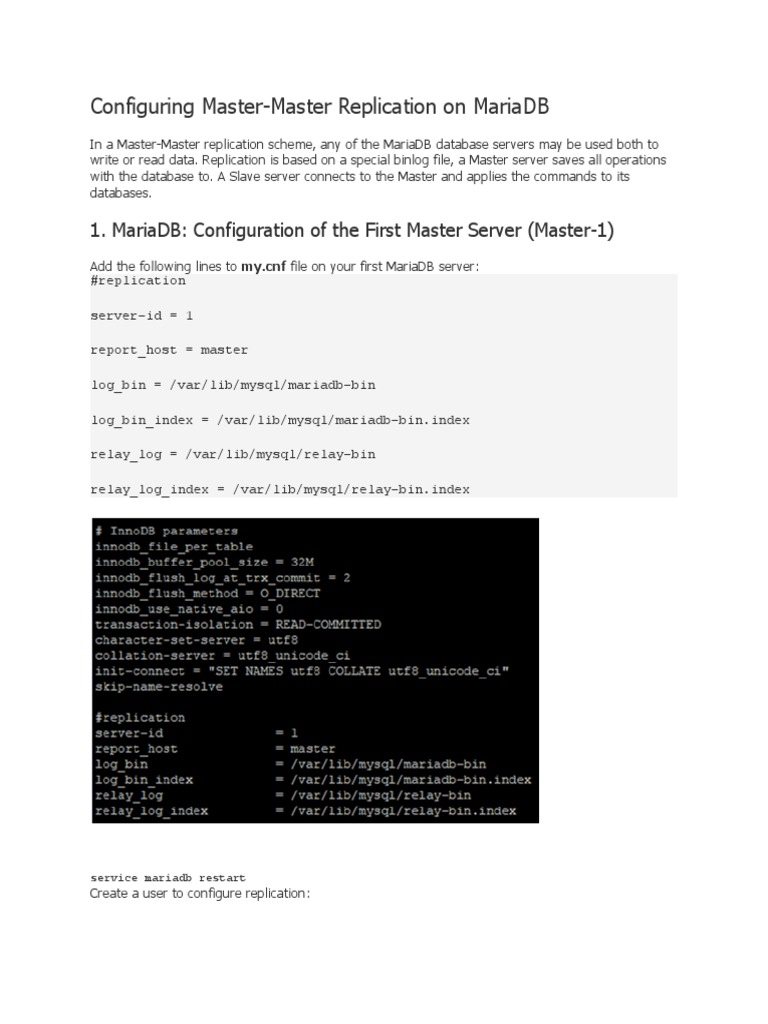 Configuring Master-Master Replication On Mariadb: 1. Mariadb ...