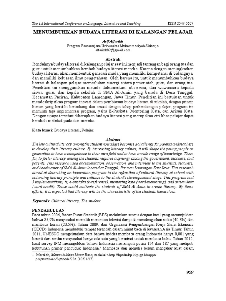 Budaya Literasi Pelajar: Tantangan dan Solusi | PDF