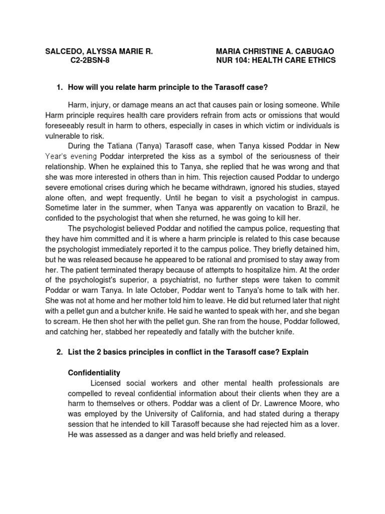 Tarasoff Case | Download Free PDF | Confidentiality | Justice