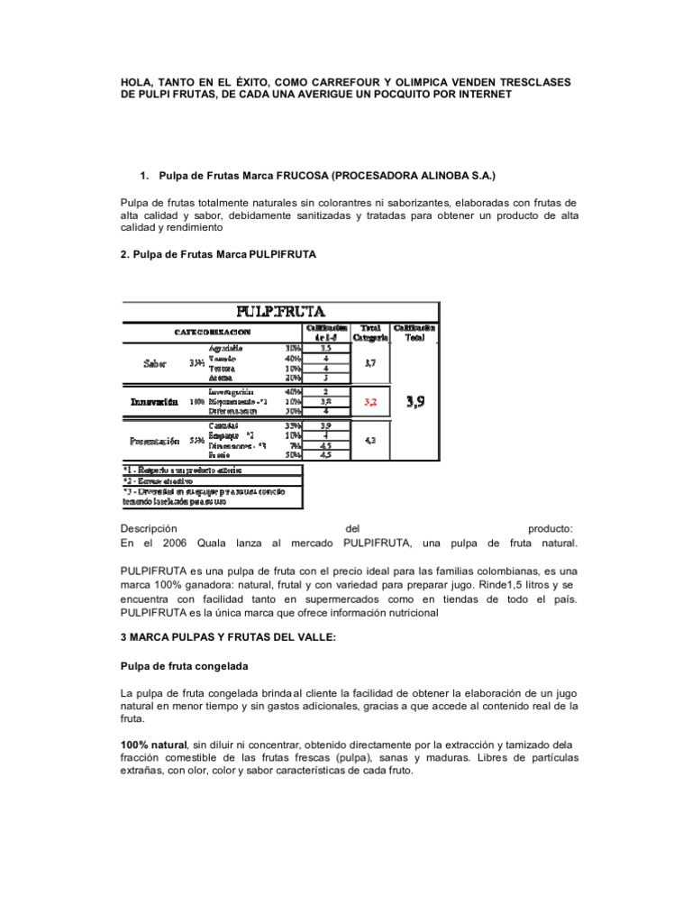 Pulpa de Frutas en Popayan | PDF | Comida y bebida | Alimentos
