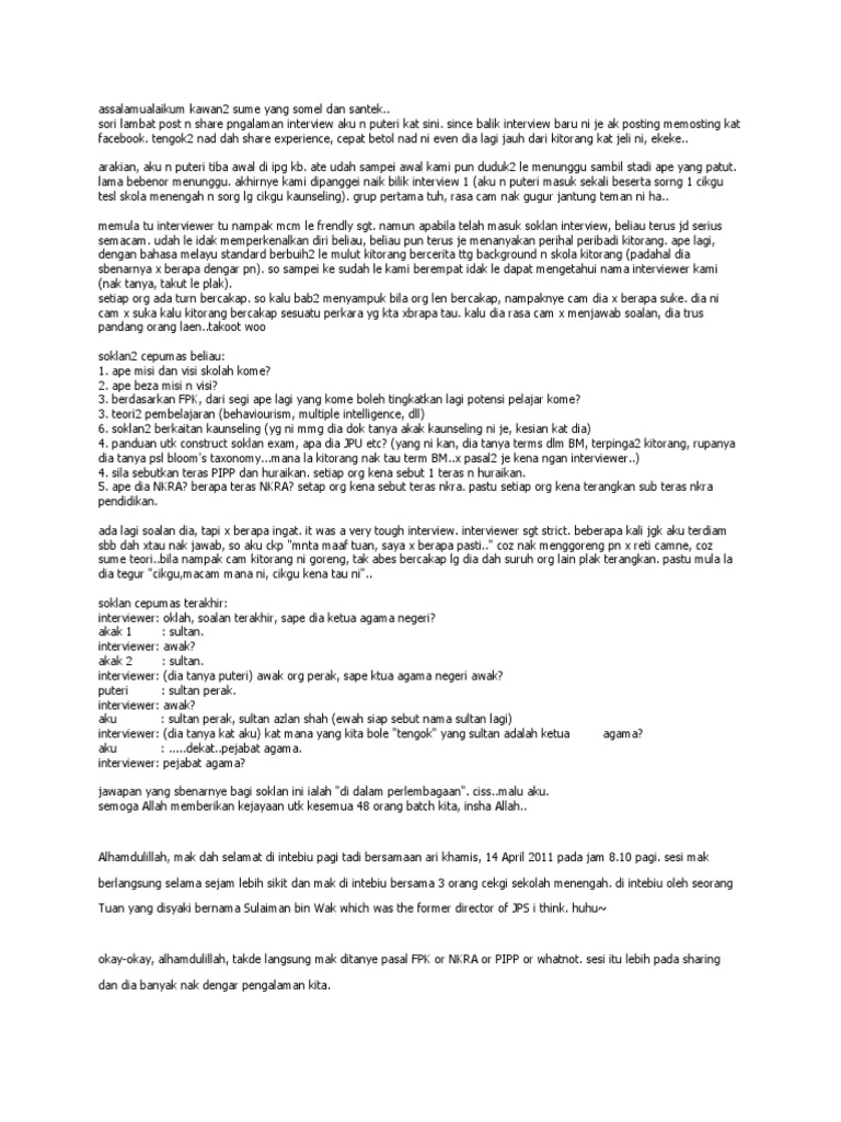 Interview SPP | PDF | Seni & Disiplin Bahasa