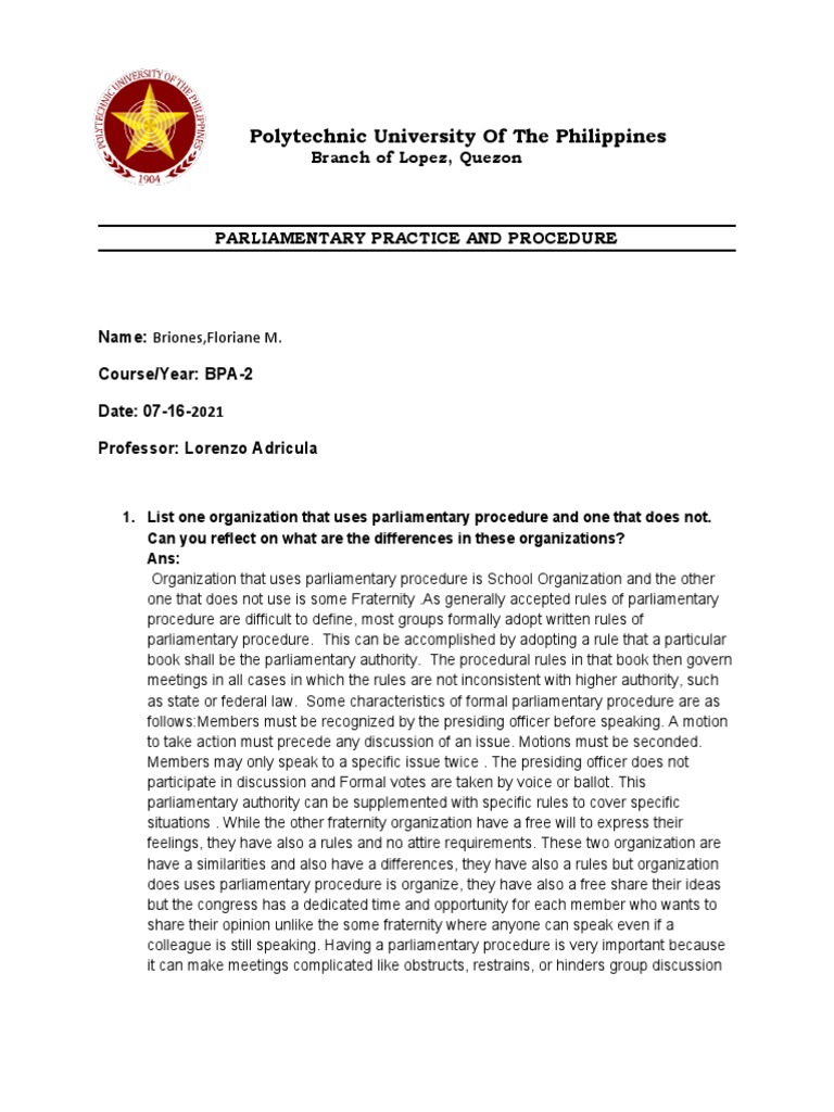 Parliamentary Practice | PDF | Parliamentary Procedure | Minority Group