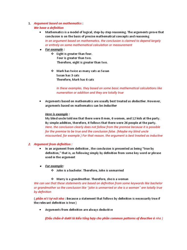 Argument Based On Mathematics and Argument From Definition ...
