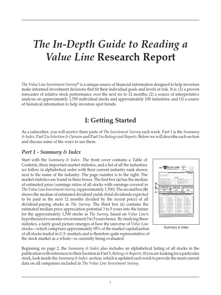 Value Line in Depth Guide | PDF | Stock Market Index | Stocks