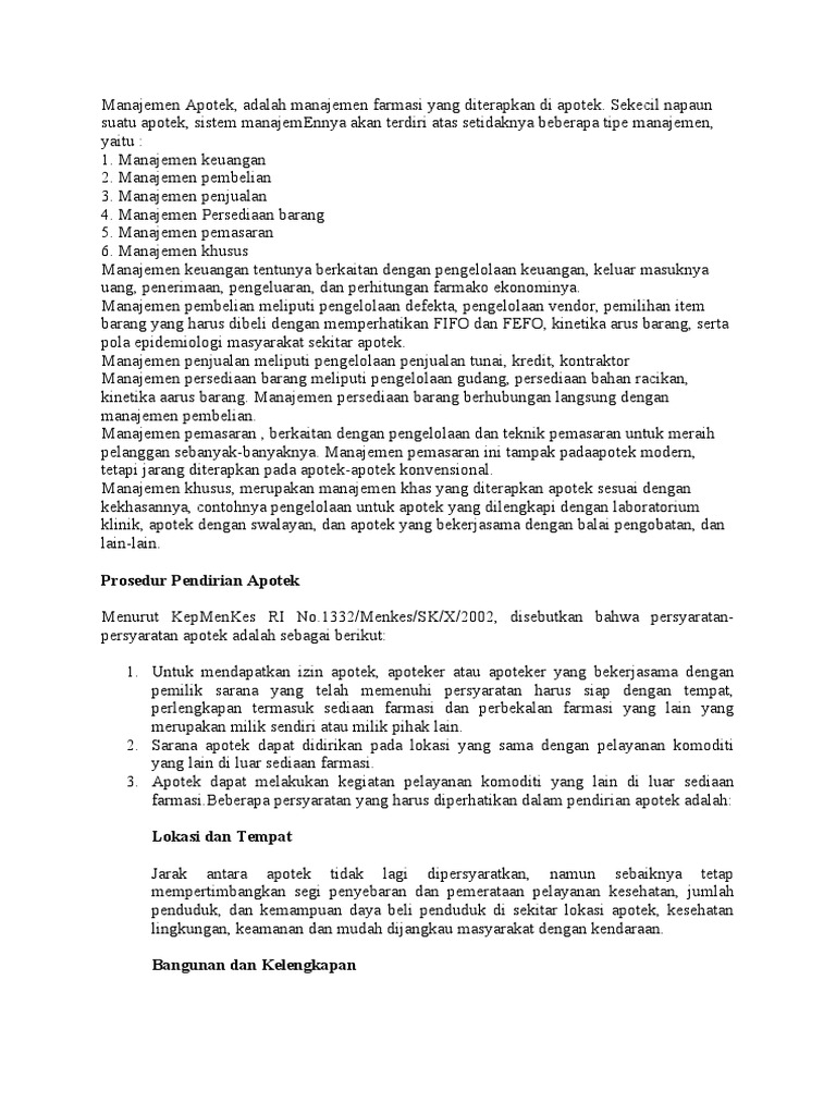 Manajemen Apotek | PDF
