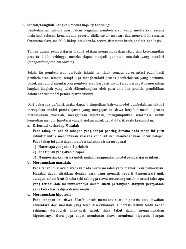 Sintak Dalam Model Pembelajaran-Rev | PDF