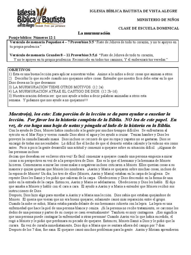 La Murmuración según la Biblia | PDF | María, madre de Jesús | Lepra