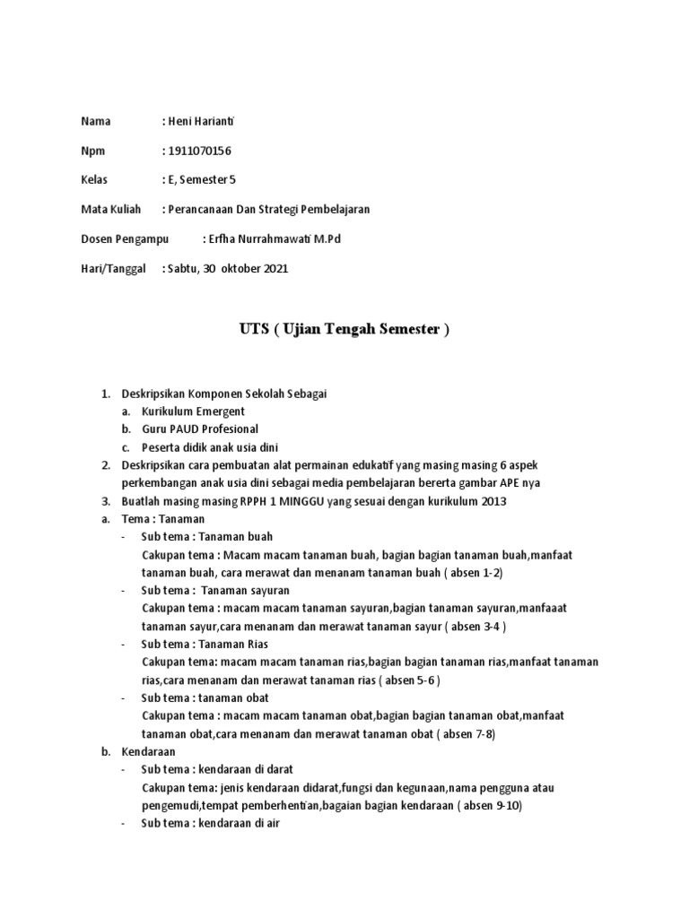 UTS Heni Buk Erfah | PDF | Karier & Perkembangan | Kesehatan Holistik