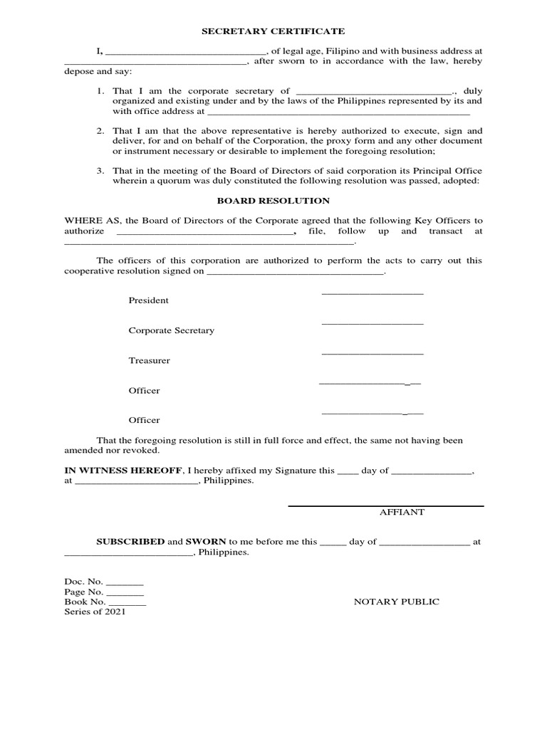 Board Resolution Authorizing | PDF | Justice | Crime & Violence