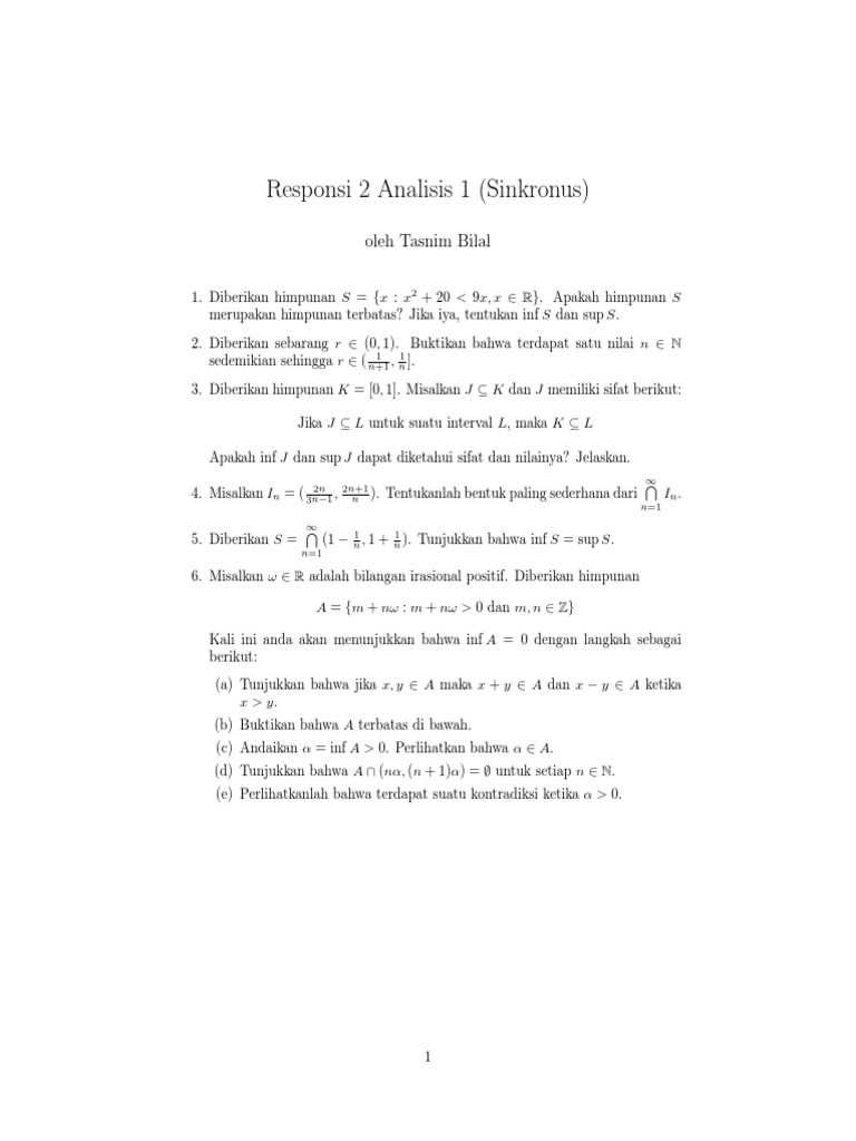 Soal Responsi 2 Analisis 1 (Sinkronus) | PDF | Metode & Bahan Ajar