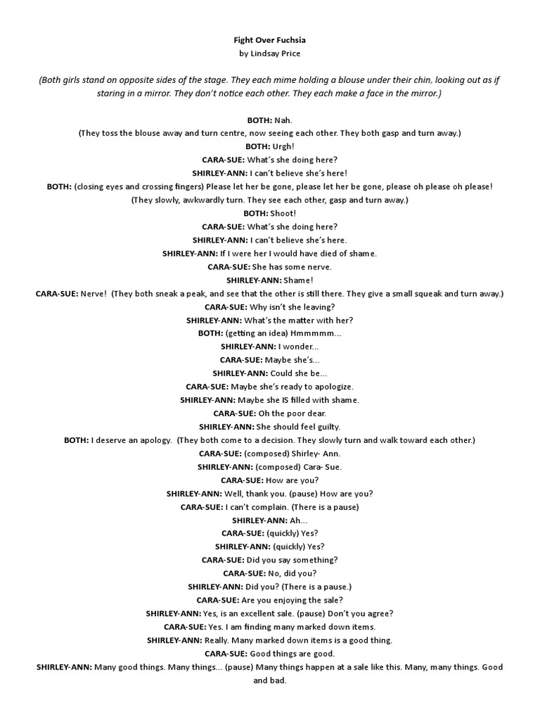 Duologue - Fight Over Fuchsia (Comedy) | PDF