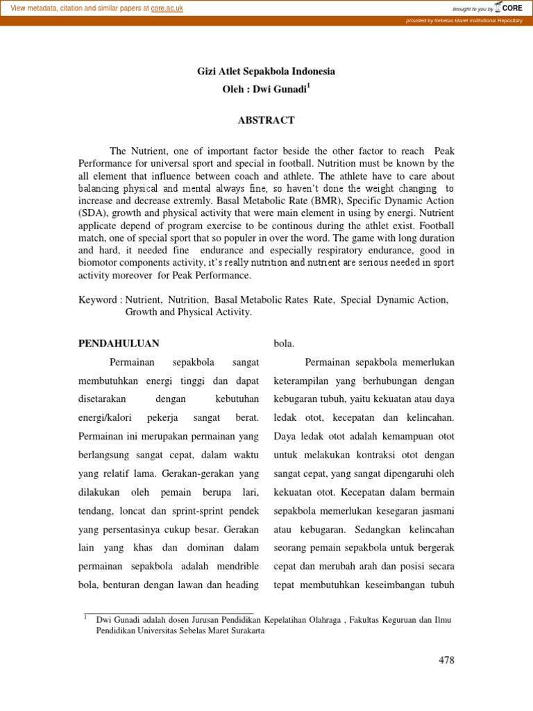 Gizi Optimal untuk Atlet Sepakbola Indonesia | PDF | Kesehatan Holistik