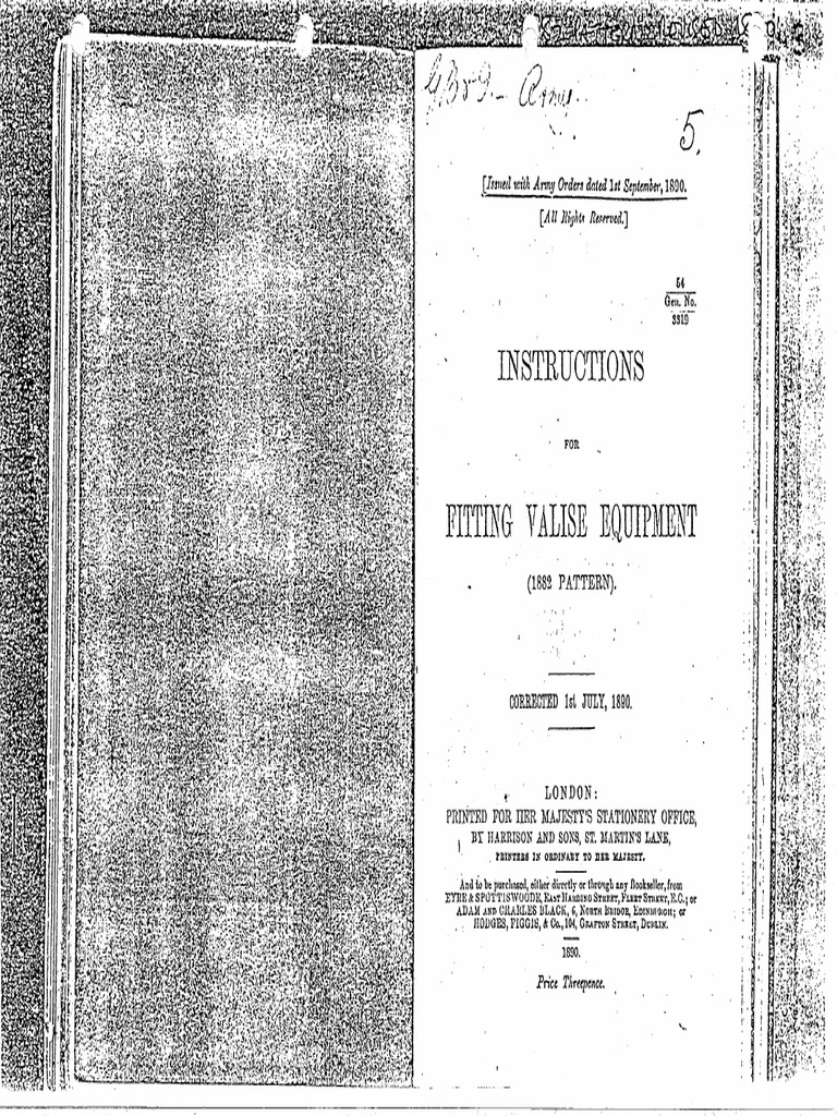 1882 Instructions For Fitting Valise Equipment | PDF