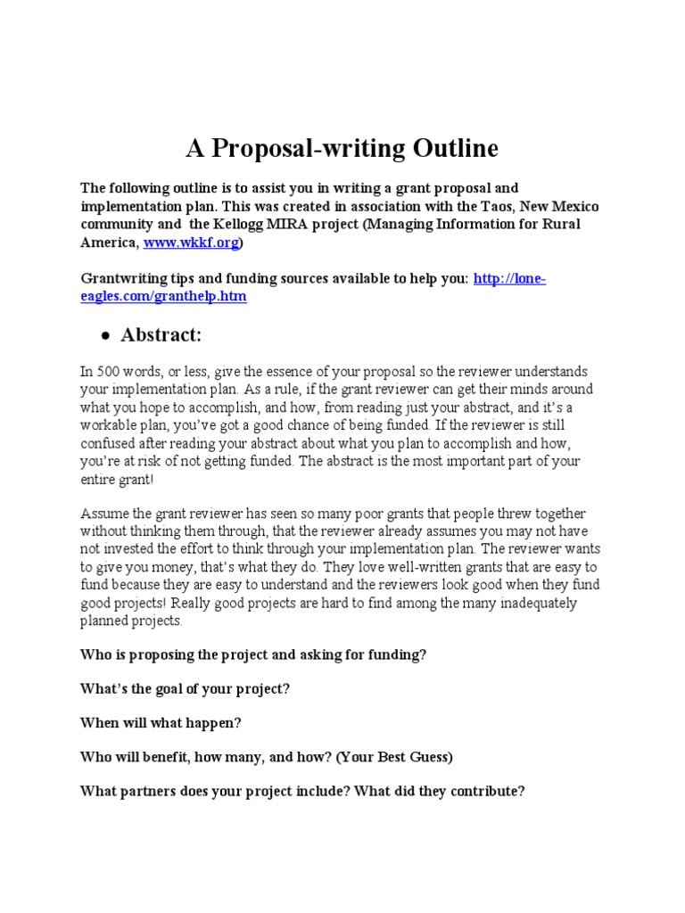 A Blueprint for Success: A Comprehensive Proposal Outline to Secure ...