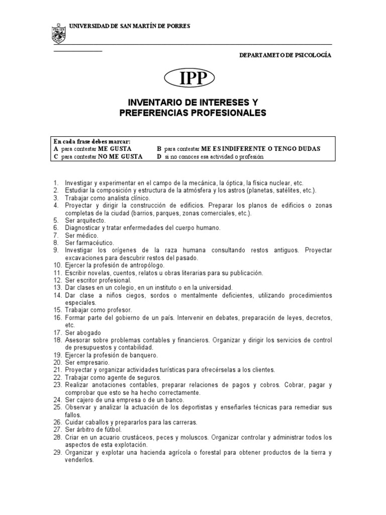 Ipp Cuadernillo | PDF | Sicología