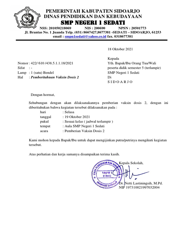 Vaksi Dosis 2 Semester 5 | PDF