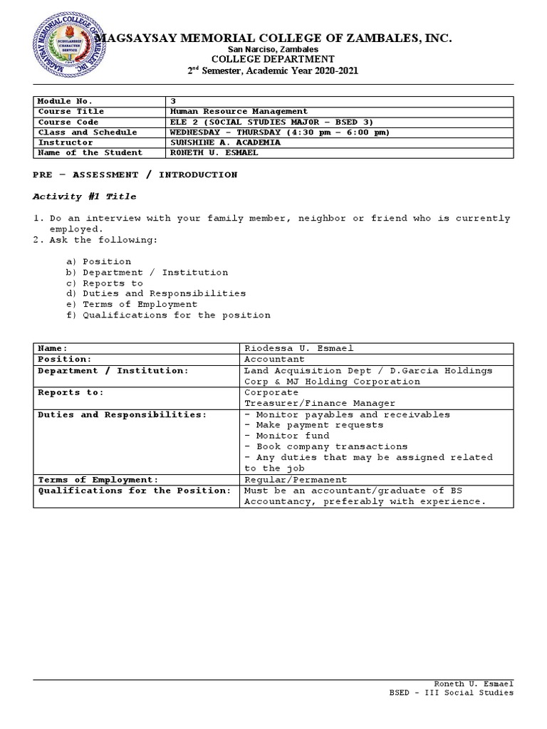 Human Resource Management Module Overview | PDF | Interview | Teachers