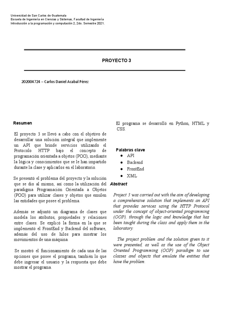 (IPC2) Proyecto3 Documentacion 202004724 | PDF | Internet y web | Red mundial