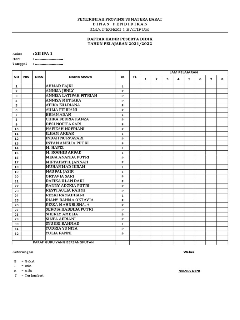 ABSEN 2021-2022 Dan Blangko-Blangko | PDF