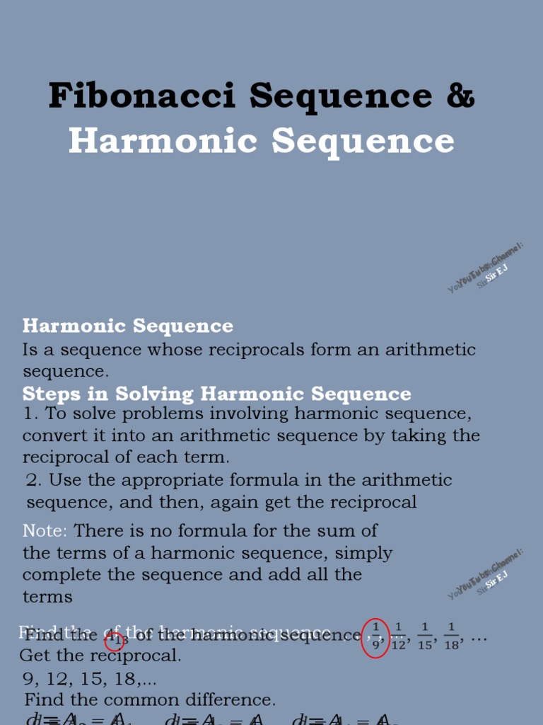 Extra Lesson Fibonacci & Harmonic Sequence | PDF | Mathematical Concepts | Mathematical Objects