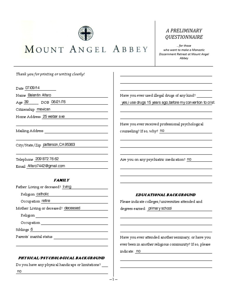 Women's Retreat Questionnaire Form | PDF | Prayer | Catholic Spirituality