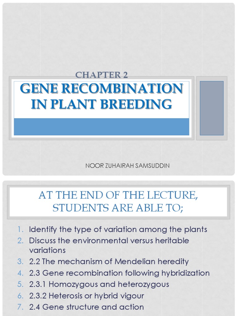 AGR516 Chapter 2 Gene Recombination in Plant Breeding | PDF | Dominance ...