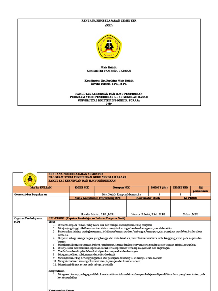RPS Geometri Dan Pengukuran | PDF | Karier & Perkembangan