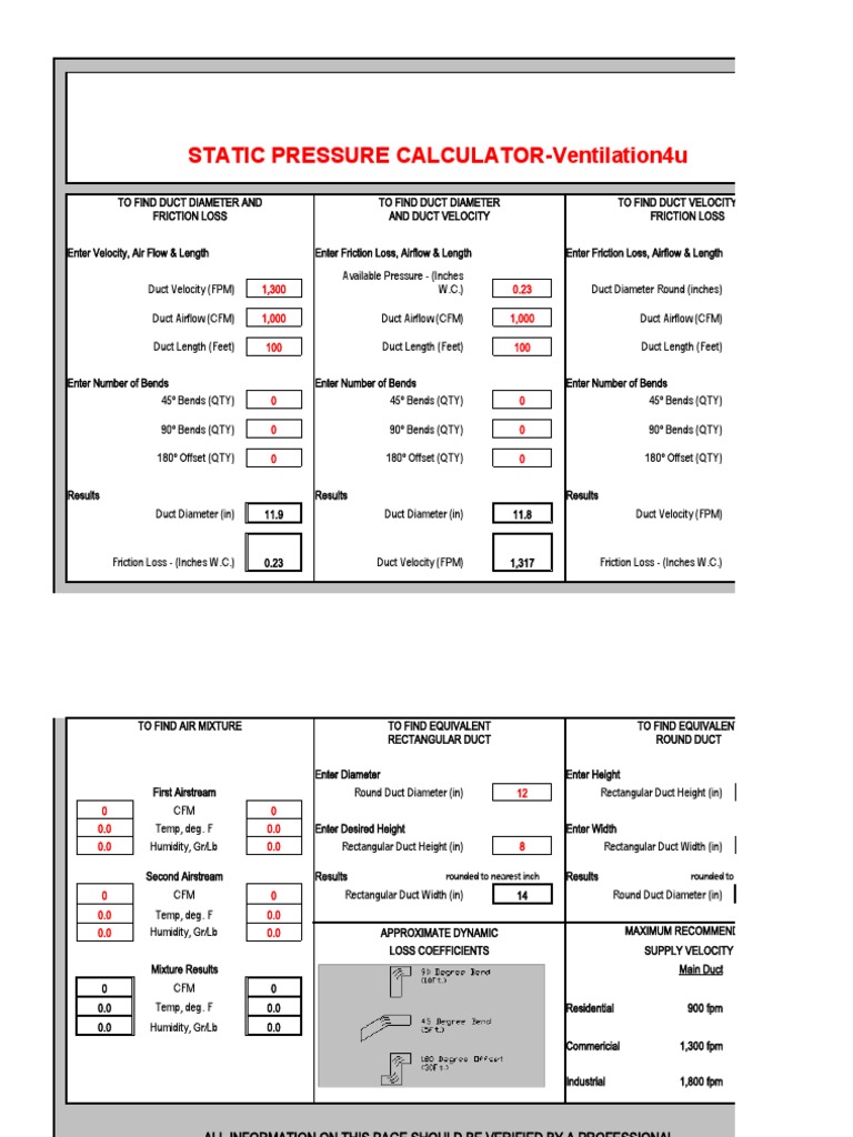 ESP Calculation - Ventilation4u | PDF | Duct (Flow) | Friction