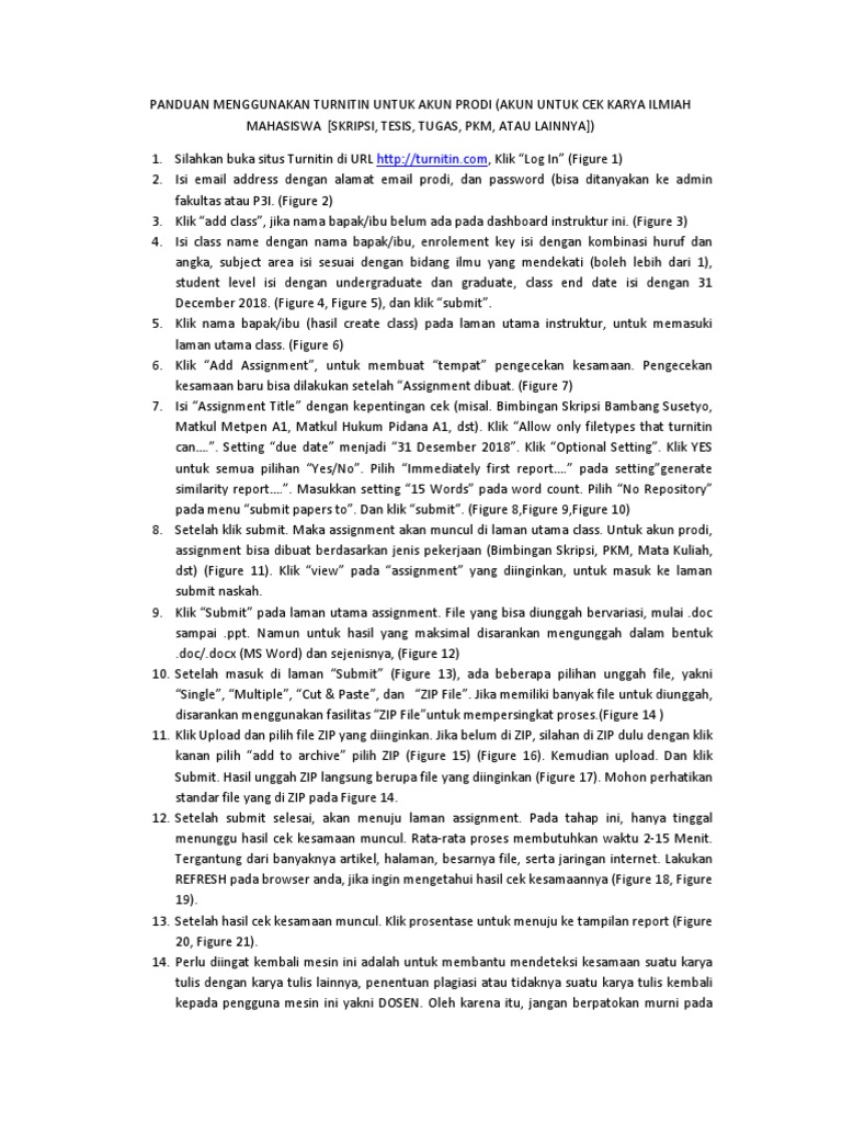Tutorial Turnitin UMSIDA (Akun Prodi) | PDF