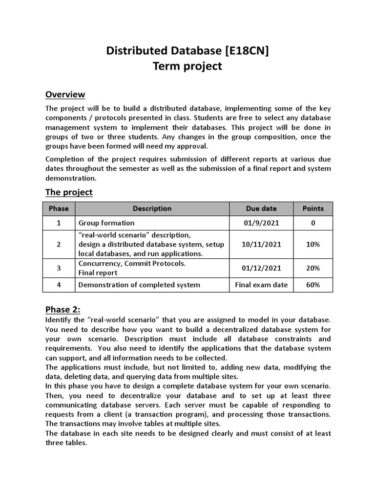 Designing and Implementing a Distributed Database System to Handle Concurrency and Failure: A ...