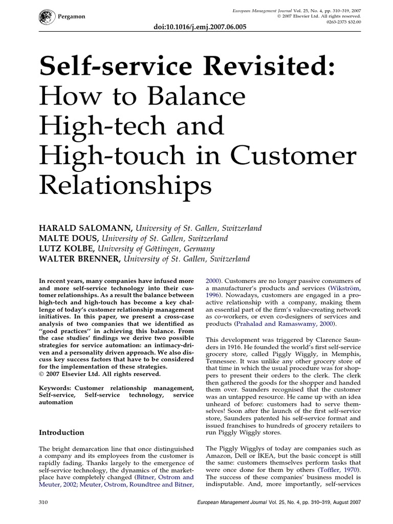 High Tech VS High Touch | PDF | Automated Teller Machine | Usability