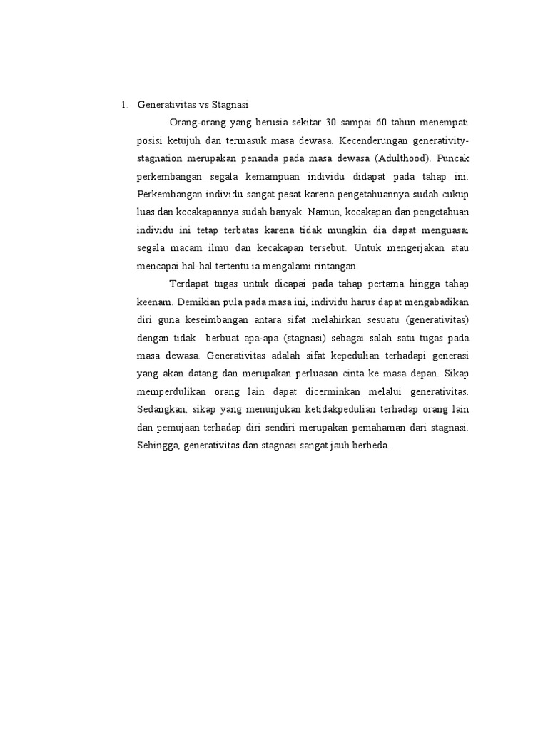 Generativitas Vs Stagnasi | PDF | Sains & Matematika