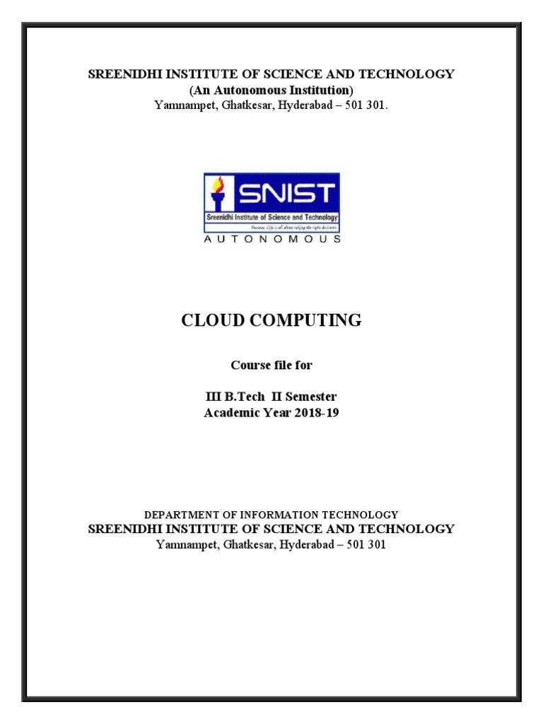 Cloud Computing Course File for III B.Tech II Semester | PDF | Cloud Computing | Computing