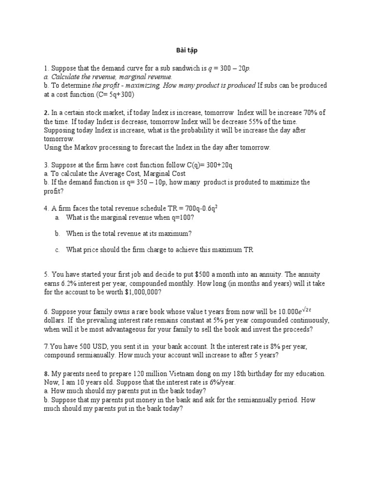 Bai Tap On Tap GK | PDF | Business | Finance & Money Management