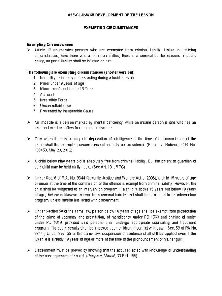 Exempting Circumstances in Criminal Law | PDF | Crime & Violence | Crimes