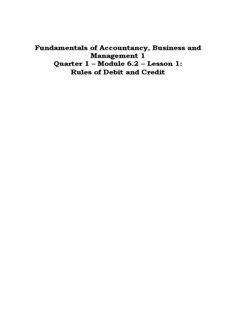 Fabm1 Quarter1 Module 6.2 Week 6 | PDF | Debits And Credits | Equity ...