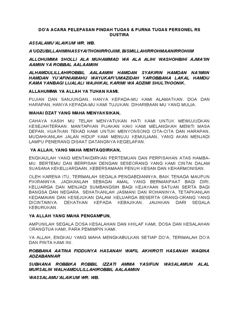 Do'a Acara Pelepasan Dan Pindah Tugas | PDF | Agama & Spiritualitas