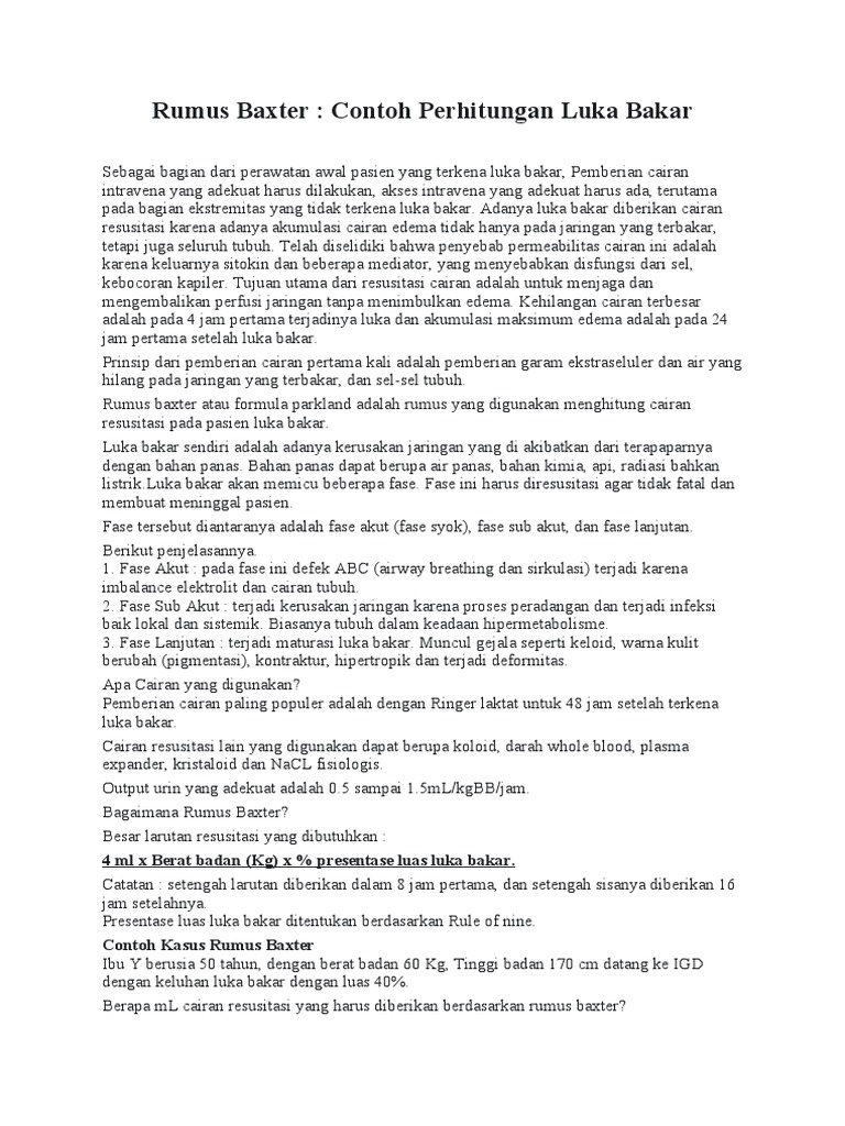 Rumus Baxter Keb - Cairan Luka Bakar | PDF