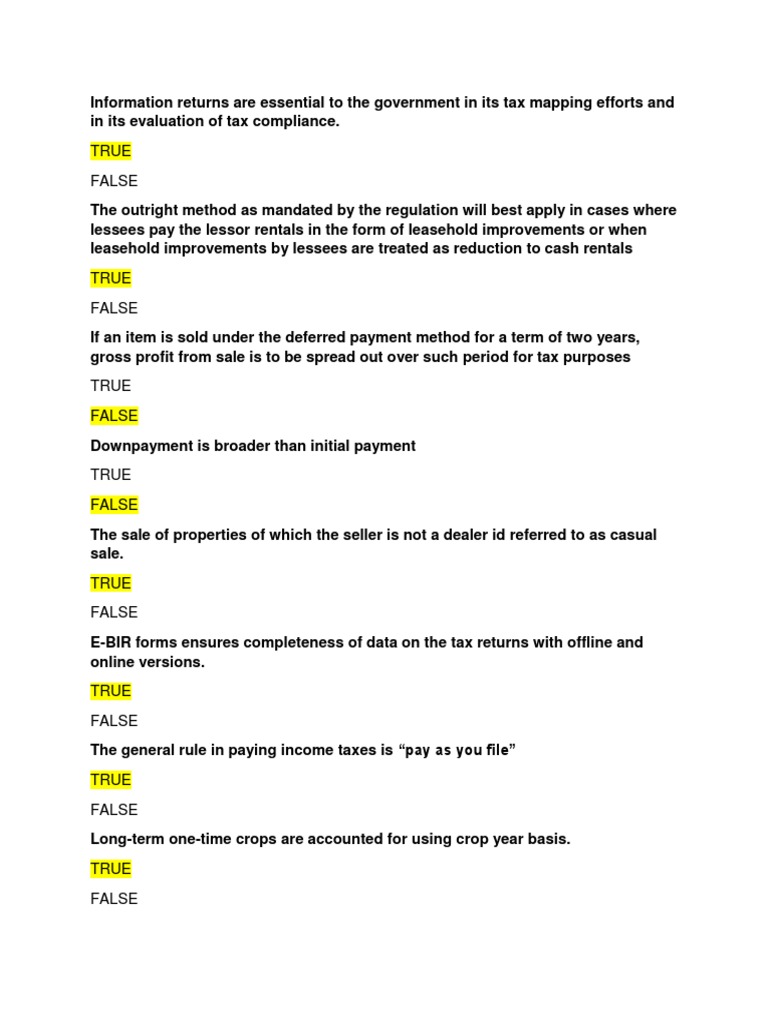 Tax Quiz 4 | PDF | Taxes | Taxpayer