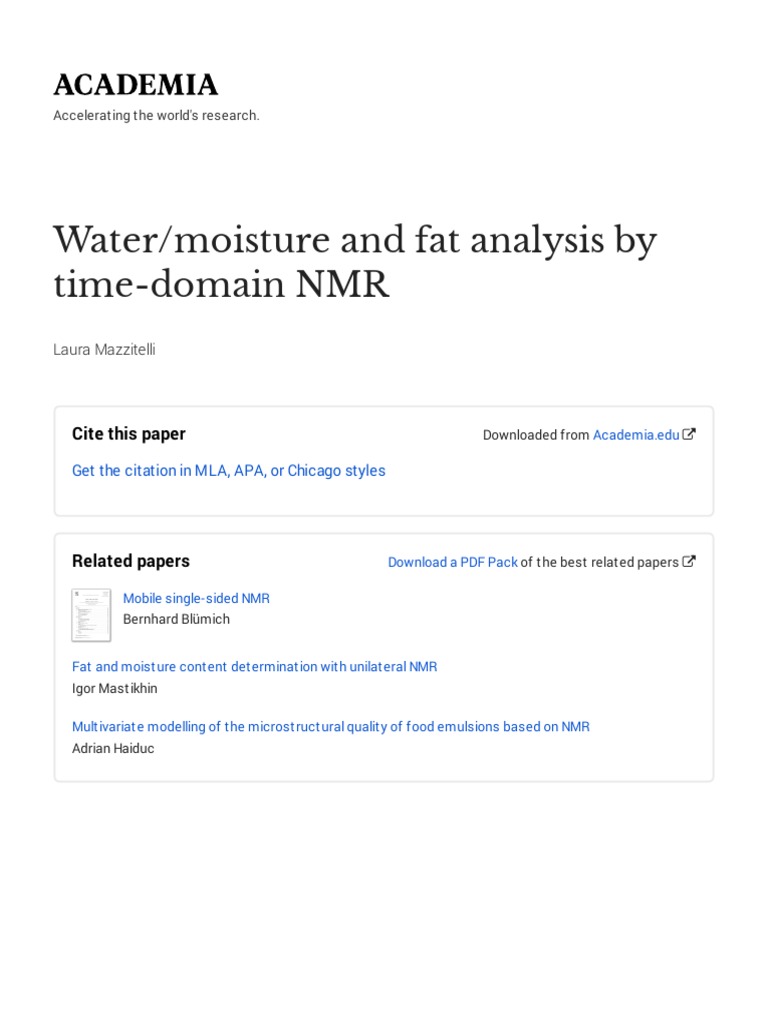 Water Fat - Analysis With Cover Page v2 | PDF | Nuclear Magnetic ...
