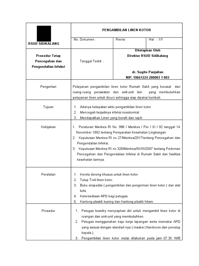 Pengambilan Linen Kotor | PDF