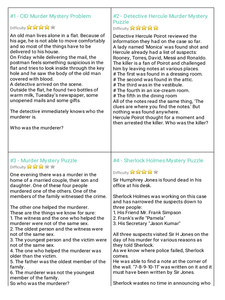 Mystery Riddles Game1 | PDF