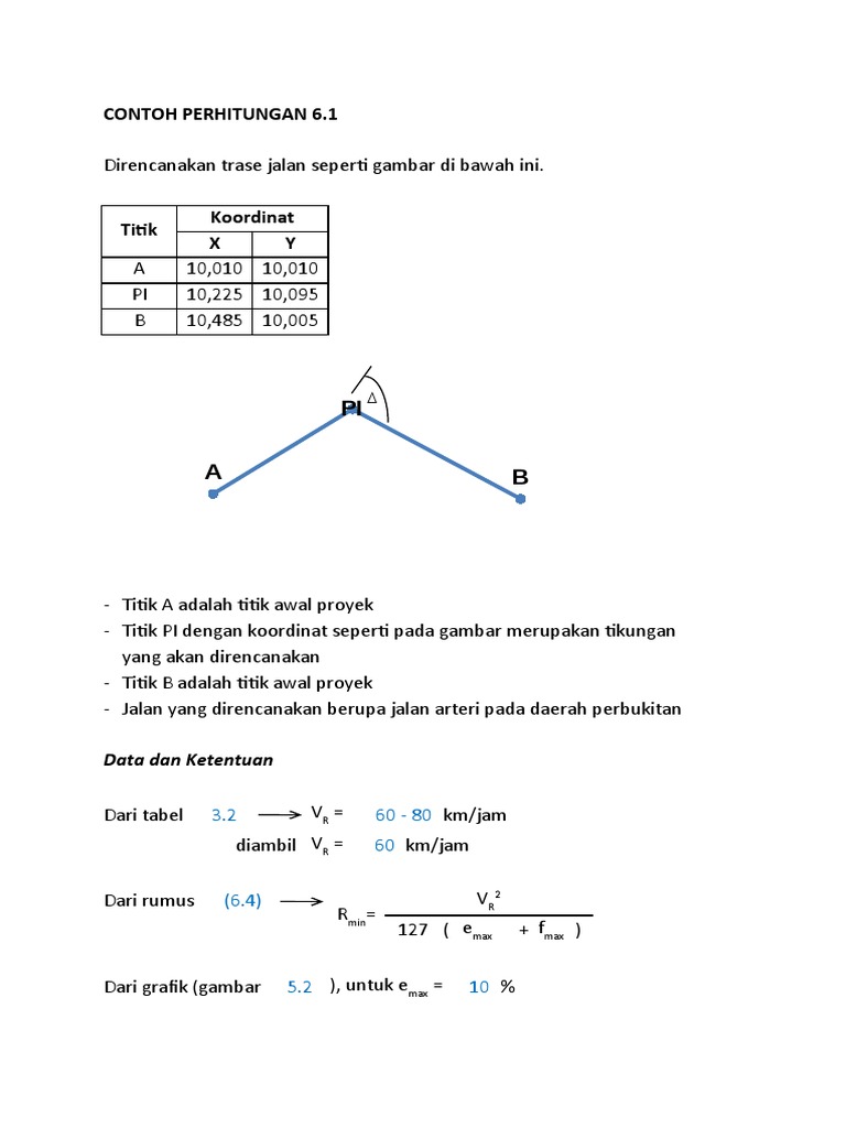 CONTOH SOAL Alinyemen Horizontal, Vertikal, Stationing | PDF