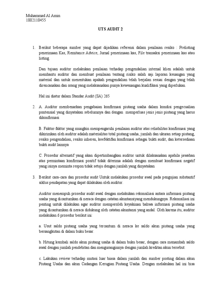 UTS AUDIT 2 - Muhammad Al Amin | PDF