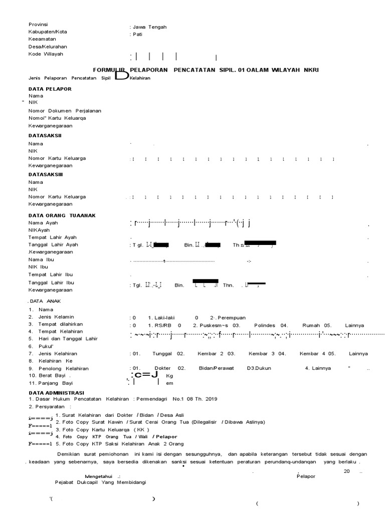 4674-Formulir Permohonan Akta Kelahiran | PDF