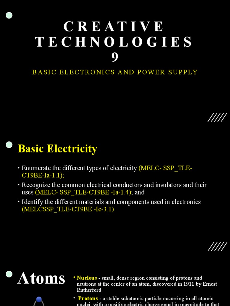 Creative Technologies 9: Basic Electronics and Power Supply | PDF