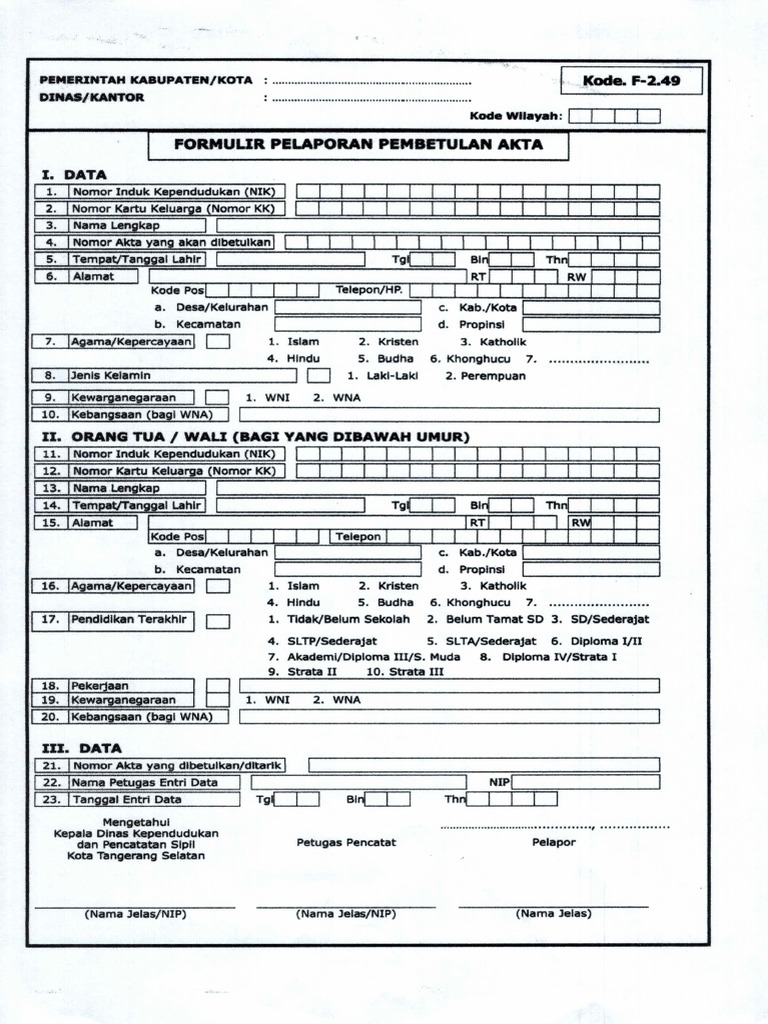 Formulir Pelaporan Pembetulan Akta - 005220 | PDF