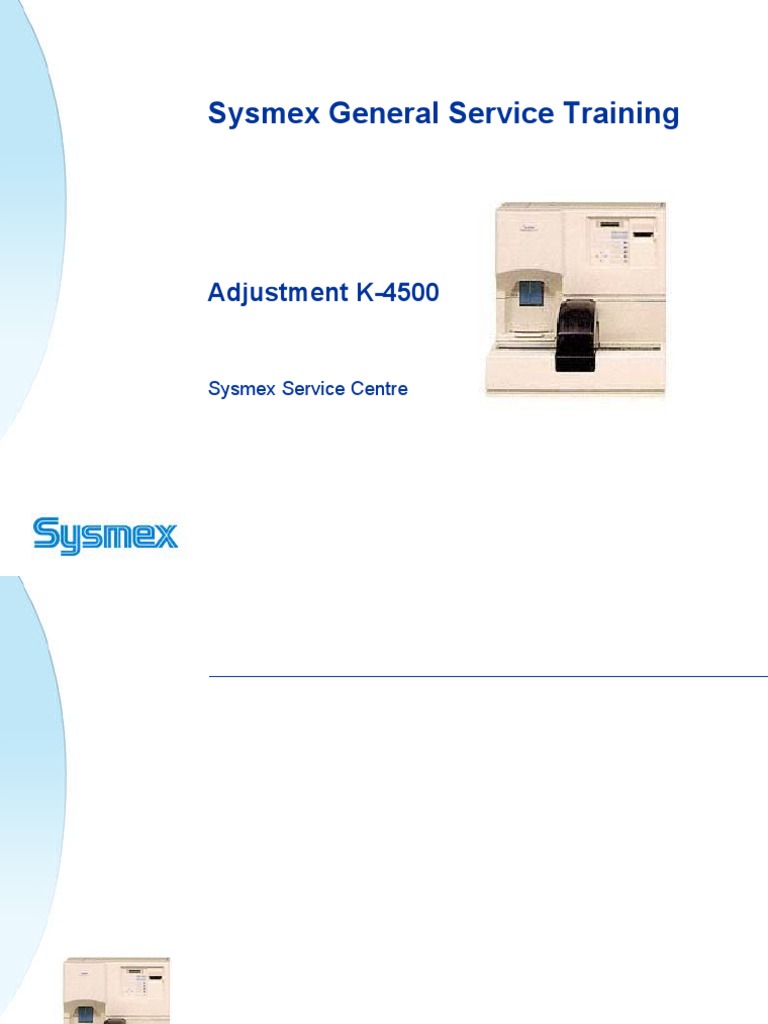 Sysmex General Service Training: Adjustment K-4500 | PDF | Mean | Barcode