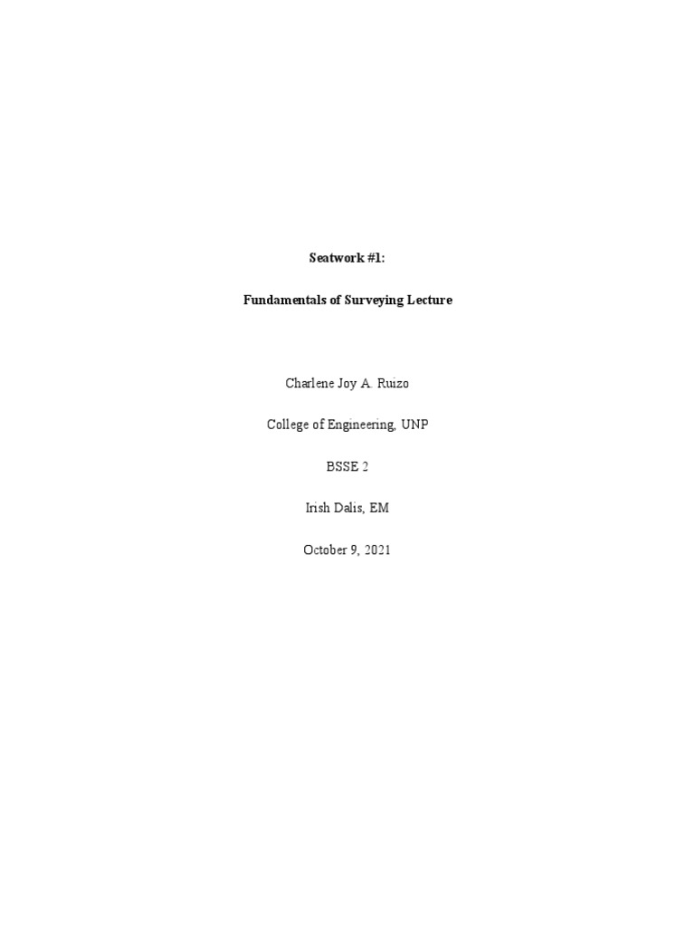 RUIZO, CHARLENE JOY A. (Lec Seatwork #1) | PDF | Foot (Unit) | Notation