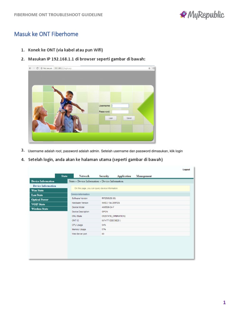 Panduan Setting SSID Dan Password ONT Fiberhome | PDF